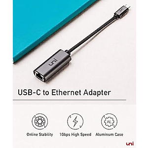 USB C to Ethernet Adapter, uni Driver Free RJ45 to USB C [Thunderbolt 3/4 Compatible], 1Gbps Type-C Gigabit Ethernet LAN Network Adapter for MacBook Pro/Air, iPad Pro, Dell XPS, Surface Laptop, Mac