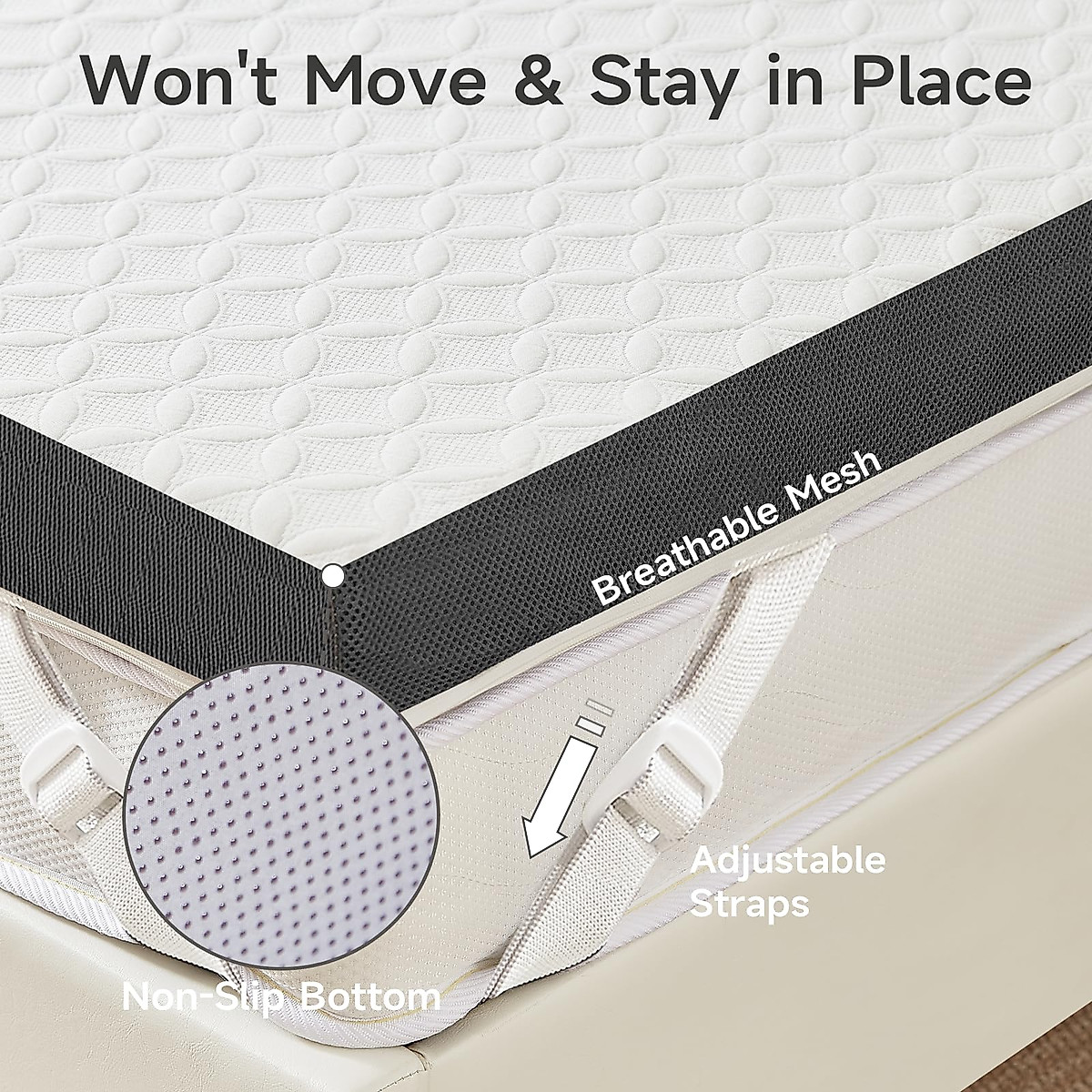 3 Inch Gel Memory Foam Mattress Topper with Washable Cover, Twin Size, Dual Layer Foam Bed Topper for Back Pain, Pressure Relief, Non-Slip, Soft Firmness - CertiPUR-US Certification