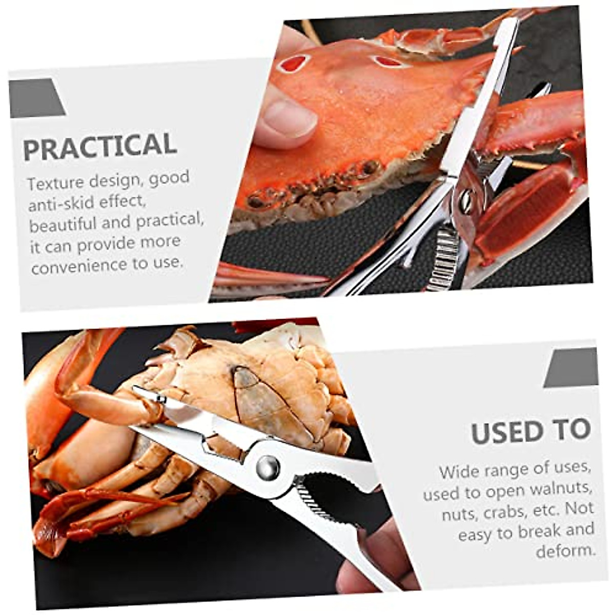 DOITOOL 3pcs Crab Eating Tool Household Tool Set Stainless Steel Forks Oyster Crackers Crab Crackers Nut Crackers Seafood Opener Tools Crab Leg Clamp Efficient Crab Tong Crab Leg Crackers