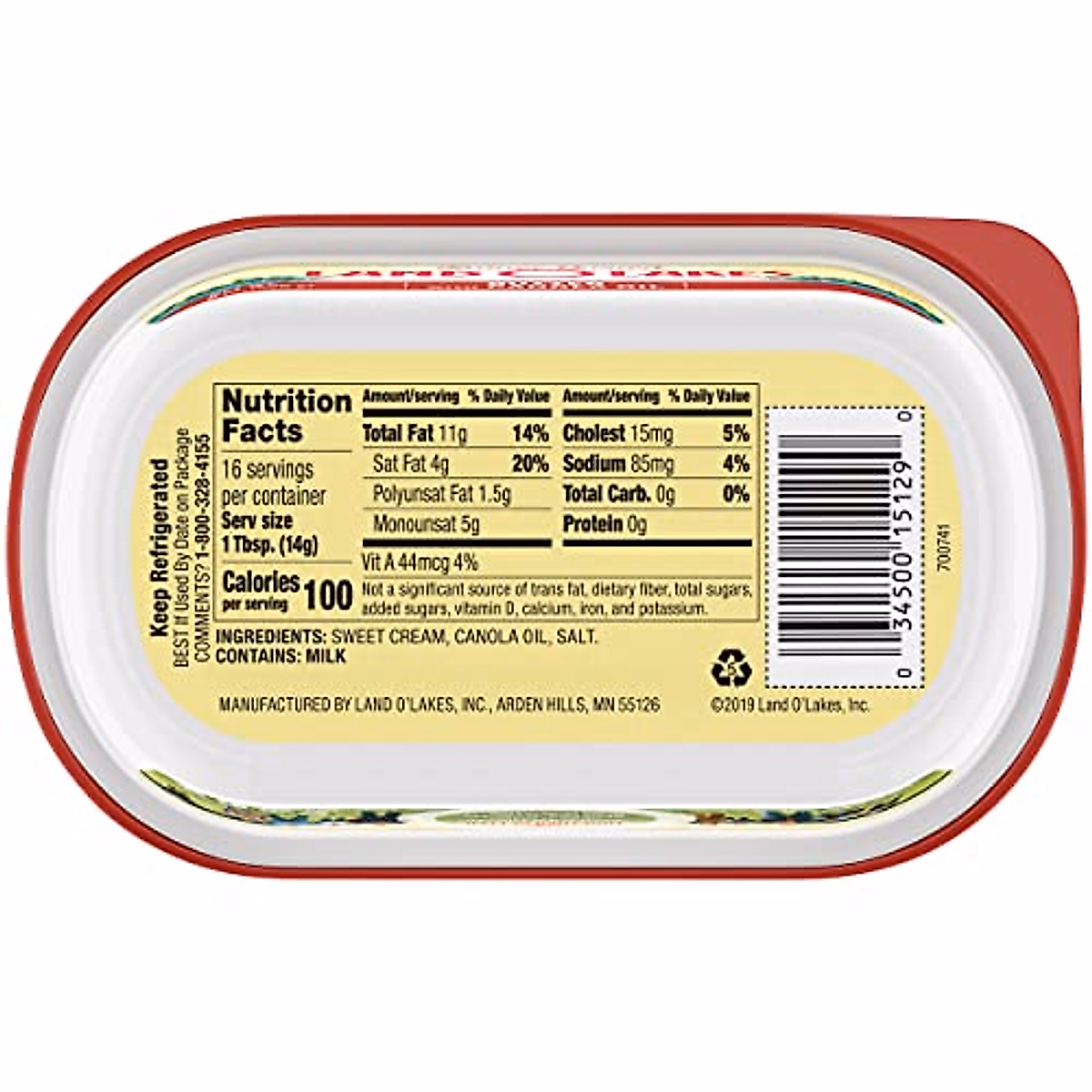 Land O Lakes® Butter with Canola Oil, Spreadable, 8 oz tub