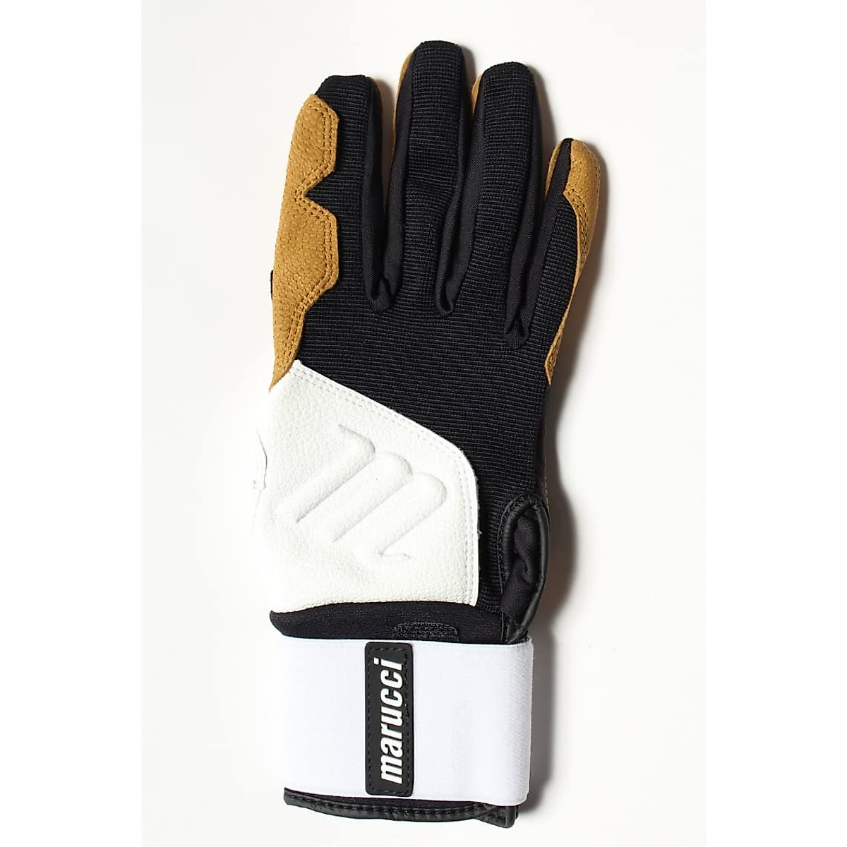Marucci Blacksmith Full-Wrap Baseball Batting Gloves, White/Black, Adult Large