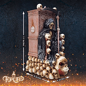 Forged Dice Co. Grim Bones Dice Tower with LED Skull - Hand Painted Grim Reaper Dice Rolling Tower Made from Heavy Duty Resin - Compatible with DND Accessories and Tabletop RPG Games