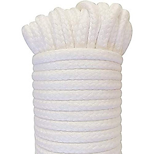 HOUERT Clothesline Rope, 3/16Inch X 100FT, Retracting Outdoors All-Purpose Rope for Laundry Line Dryer (1 Solid Rope, White)