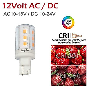 BAYSHE T10 Wedge Base LED Light Bulb 3watt Equivalent to 30W Halogen 12VAC/DC for Camper RV Tailer Outdoor Landscape Patio Path Driveway Malibu Lighting(6000K Daylight White)-8 Pack