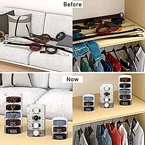 Acrylic Belt Organizer for Closet - 5 Compartments Transparent Storage Holder | Display Case for Makeup, Jewelry, Watches, Bow Tie, & Bracelets | Multipurpose Clear Containers & Versatile Design