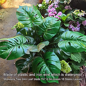 Artificial Tropical Plant turtleback Leaf (Green 18 Stems Leaves) Artificial Plant for Home Garden Office Store Decoration