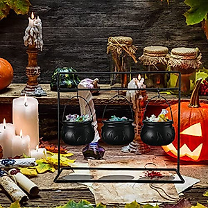 Sosation 19 Pcs Halloween Witches Cauldron Serving Bowls Decor Set 1 Pcs Mini Witches Cauldron Serving Bowls Shelf 9 Pcs Black Candy Bowl Witches Cauldron Serving Bowls and 9 Pcs Mini Black Pothook