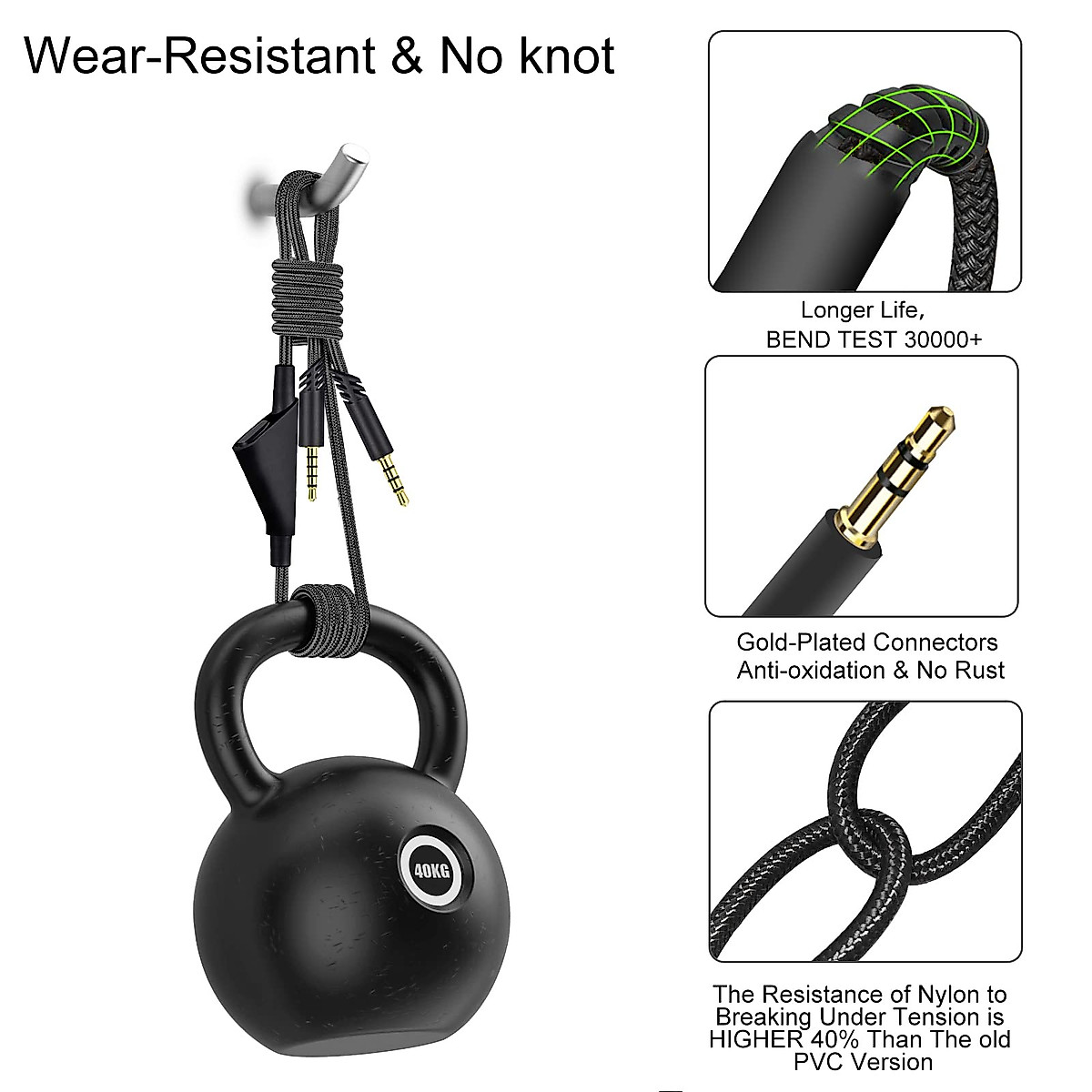 gozahad Astro A10 Cable Cord Adapter Replacement with Volume Control - Also Works with A40 &A40TR Gaming Headsets Xbox one ps4 Controller 2.0Meter (Without Inline Mute)