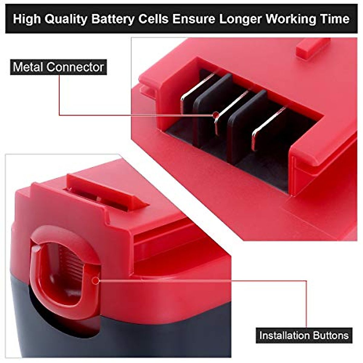 ELEFLY 2 Pack 18V 3.8Ah Ni-CD HPB18 Battery Replacement for Black and Decker 18V Battery HPB18 HPB18-OPE 244760-00 FS18FL FSB18, Compatible with Black & Decker 18 Volt Cordless Power Tools