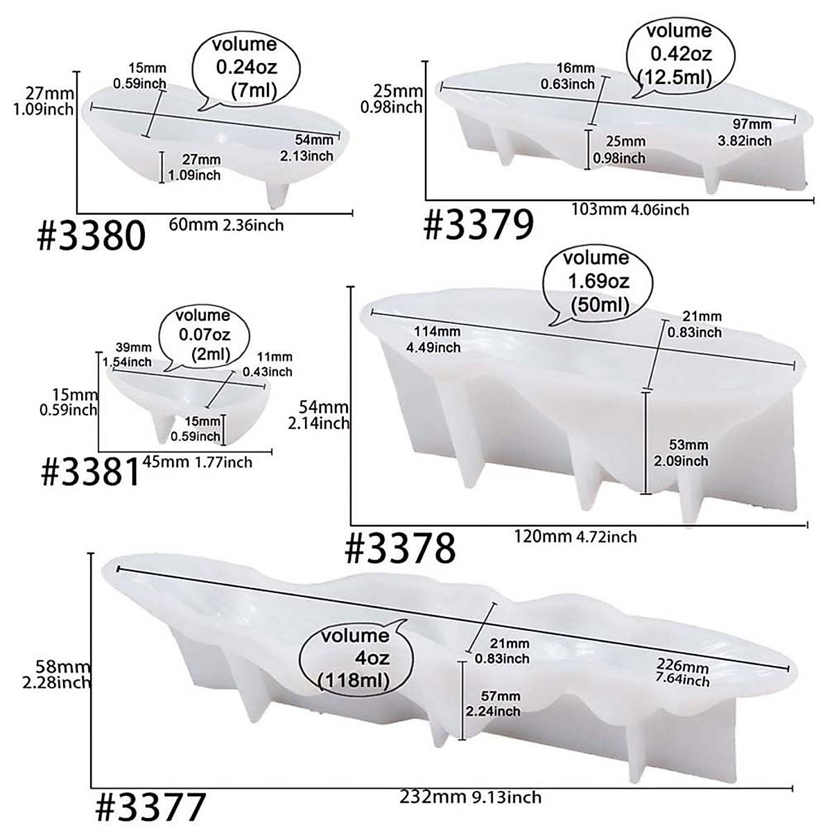 Mountain Epoxy Resin Silicone Molds Set Diorama Landscape, Rockery, Paperweight, Polymer Clay Project 5-Count Length 1.8-9inch