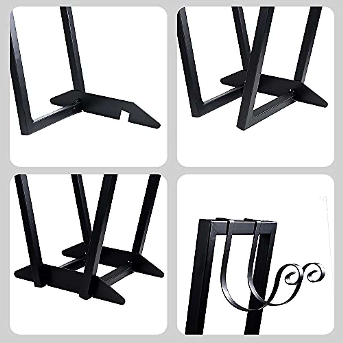 JUNSHUO Firewood Rack Indoor (22Inch/V-Shape) Outdoor Fireplace Firewood Holder with Side Kindling Rack，Assemblable Log Rack Wood Holder