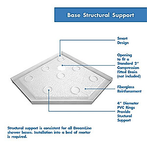 DreamLine SlimLine 42 in. D x 42 in. W x 2 3/4 in. H Corner Drain Neo-Angle Shower Base in Biscuit, DLT-2042420-22