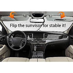 Maizi Sun Cover for Car Windshield 2pcs Universal Fit Sun Covers for Car Windshield Fits Most Wagon, Small Car, Pickup Truck, Van Image ID: African White Rhino Lake Nakur American-Made Product