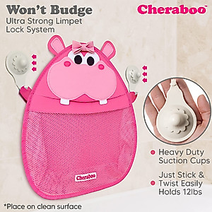 CHERABOO Bath Toy Storage, Hurley Hippo Bath Toy Holder, Bath Toys for Toddlers 1-3, Bathroom Toy Storage, Bathtub Organizers and Storage, Bath Toy Basket, Bath Toy Organizer