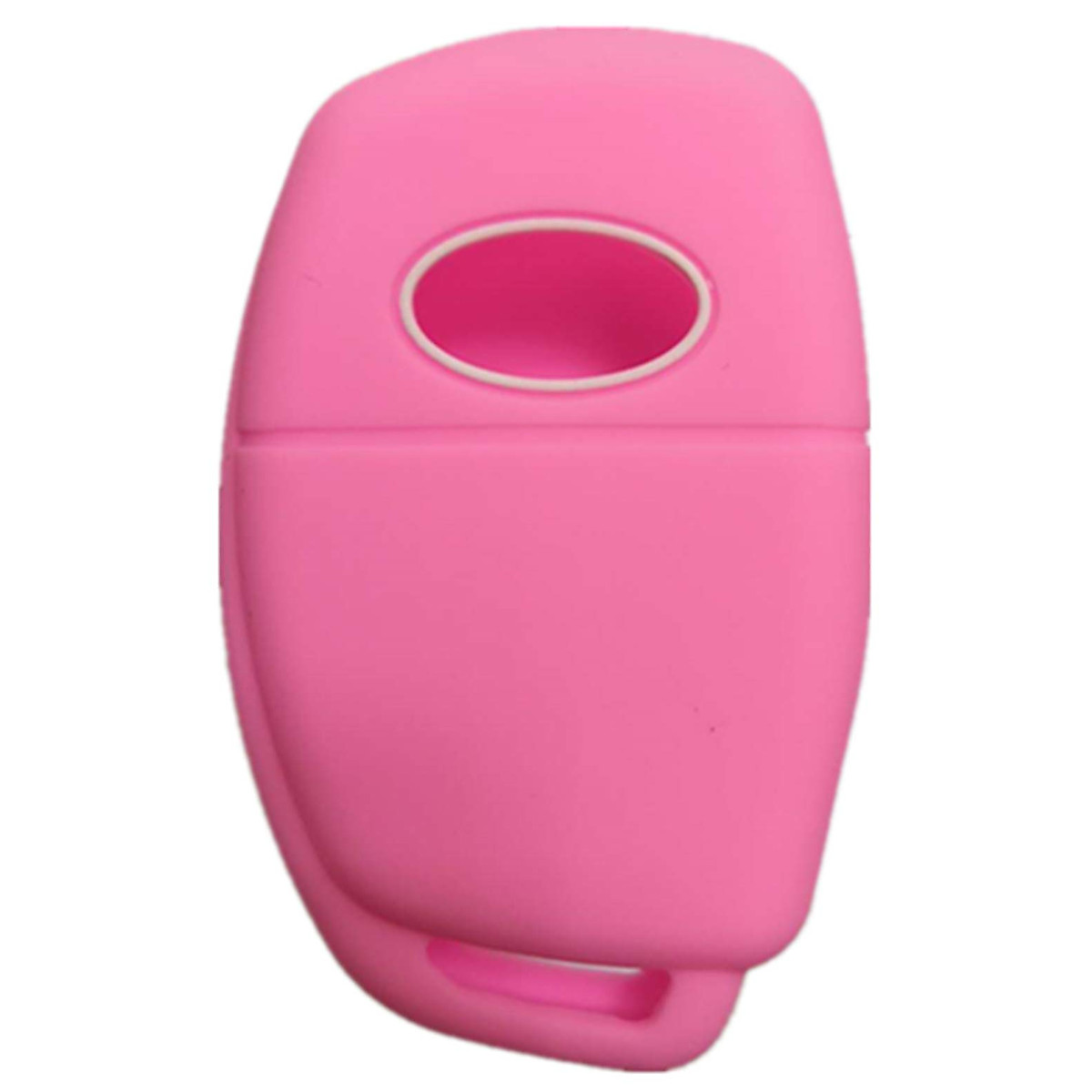 RUNZUIE 4 Buttons Silicone Flip Folding Remote Key Fob Cover Protector Shell Compatible with Hyundai Santa Fe Pink (Not Fit The Smart Key Fob)