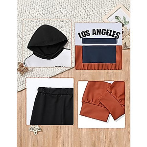 Toddler Boy Clothes 3t Boy Clothes 4t Boys Clothes Color Block Hoodie Long Sleeve Sweatshirt Sweatpants Sweatsuit Toddler Boy Fall Outfits Toddler Boy Winter Clothes Orange