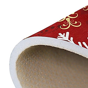 ALAZA Christmas Red Gold and White Snowflake Winter Area Rug Rugs for Living Room Bedroom 7' x 5'