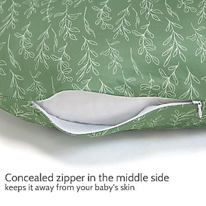 HNHUAMING Green Sage Nursing Pillow Cover, Breastfeeding Pillow Slipcover for Baby Girls/Boys, Soft Snug Fits On Newborn Feeding Pillow Case