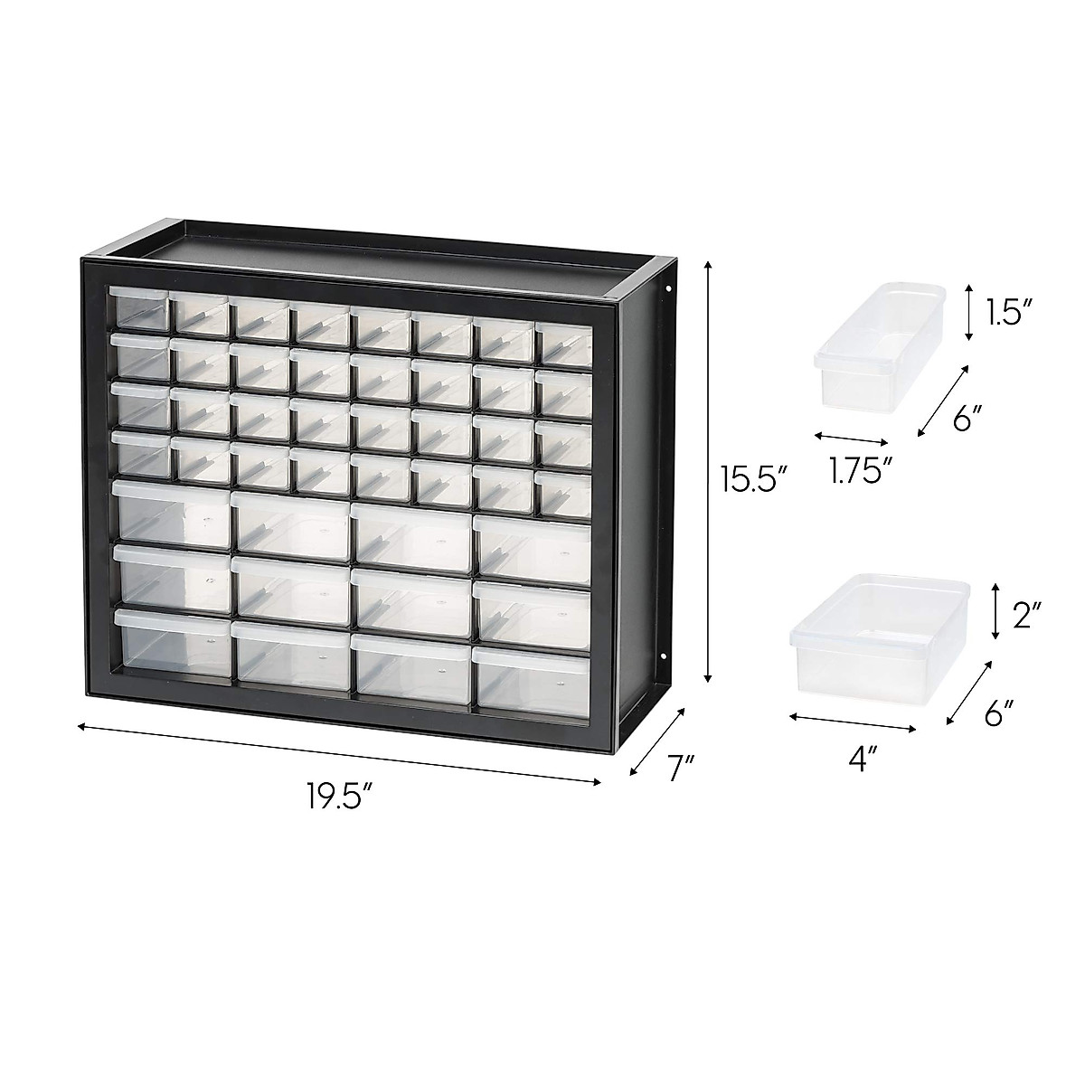 IRIS USA 7-Drawer Storage Cart with Organizer Top and 44 Drawer Parts Cabinet, Black