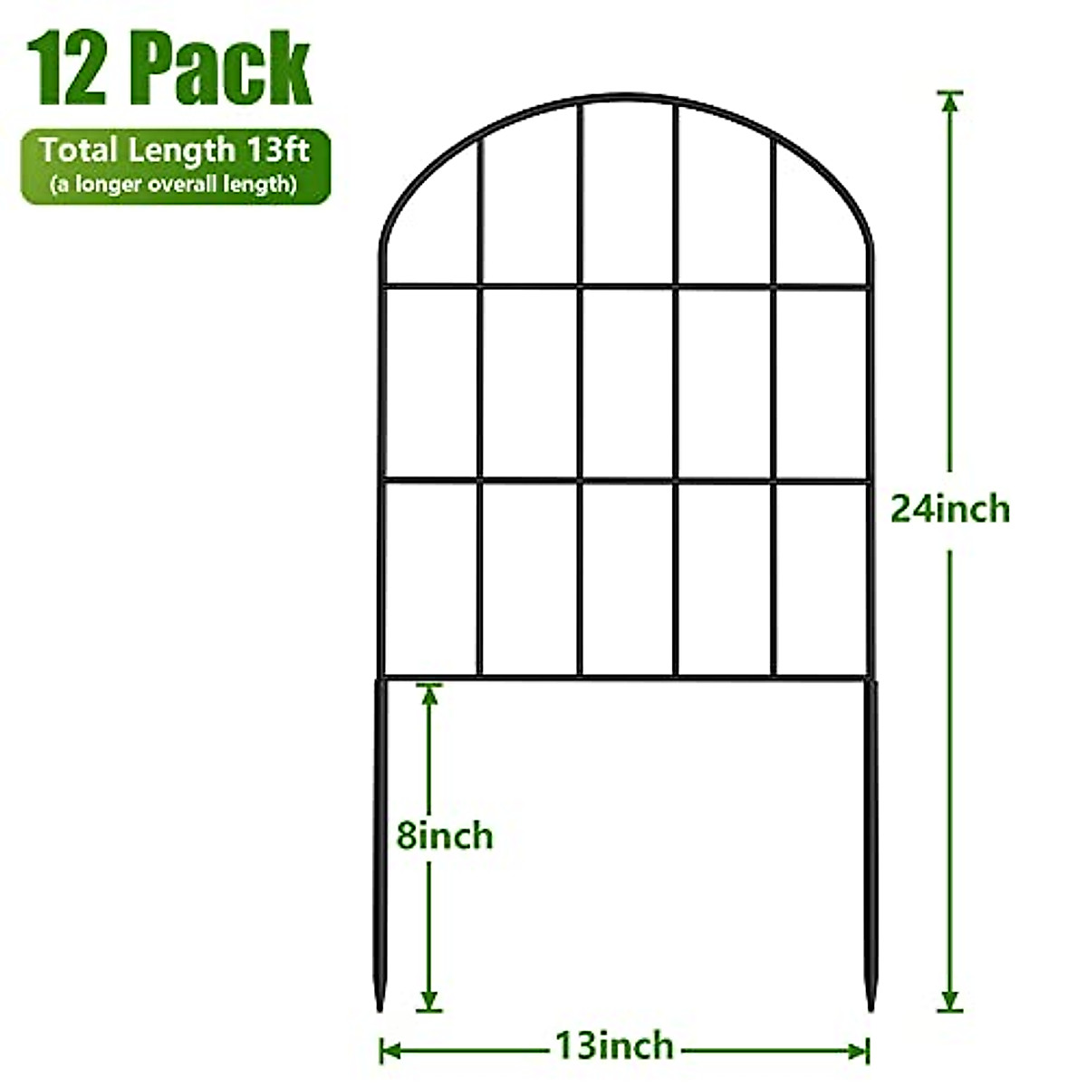 Ticanros 12 Pack Decorative Garden Fence Panels No Dig Fencing, Total 24in (H) x 13ft (L), Rustproof Metal Wire Garden Fence Border, Small Animal Barrier Fence for Dog