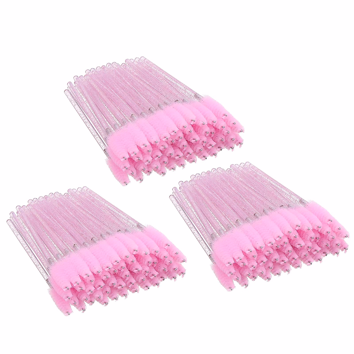 MJ JOMAY 150PCS Disposable Eyelash Brushes,Mascara Stick Makeup Brush Applicator Eyelash Extension Kit and Brow Brush with Container (Pink)