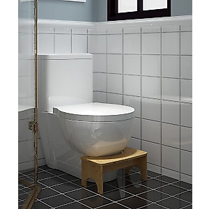 Bamboo Toilet Stool for Adults, 6.5" Poop Stool, Bathroom Toilet Potty Stool with Non-Slip Mat for Adults Children, Original Simple Design Healthy Portable Adult Toilet Poop Stool.(Wood) Healthy Gifts