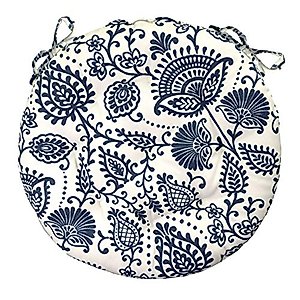 Barnett Home Decor Sylvan Navy Blue 16" Round Bistro Chair Cushions - Latex Foam Fill - Indoor/Outdoor : Fade Resistant, Water Resistant