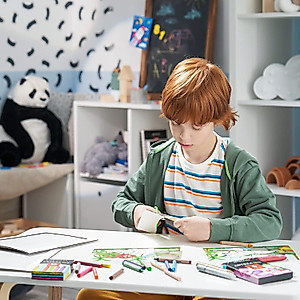 Arteza Kids Tempera Paint, Set of 16 Colors Coloring Puzzle Kit, Art Supplies for Painting, School Projects, and Crafting