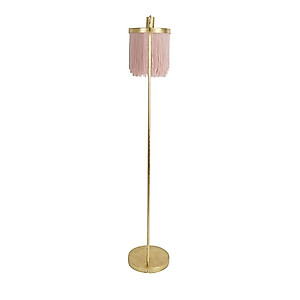Decor Therapy Framboise Fringe Shade Floor Lamp, Gold Leaf