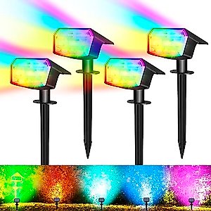 Solar Color Changing Lights Outdoor, 59LED RGB Solar Lights Outdoor with 9 Lighting Modes, Auto On/Off IP67 Waterproof Solar Landscape Spotlights for Outdoor Landscape Decorations 4 Pack (Multicolor)