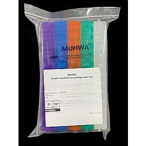 Tube Rack Double Panel 60 Positions Polypropylene for 0.5ml-2ml Microcentrifuge Tubes, Pack of 5(Blue, Orange,White, Purple, Green)