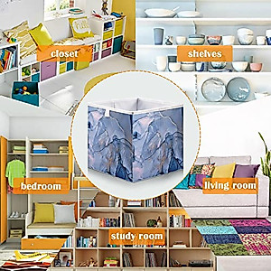 Violet Marble Ink Modern Fluid Art Storage Bins Cubes Storage Baskets Fabric Foldable Collapsible Decorative Storage Bag with Handles for Shelf Closet Bedroom Home Gift 11" x 11" x 11"