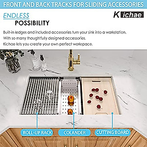 32 Kitchen Sink Undermount - Kichae 32x19 Undermount Kitchen Sinks Ledge Workstation 18-Gauge Stainless Steel Deep Single Bowl Under Counter Kitchen Sink Basin