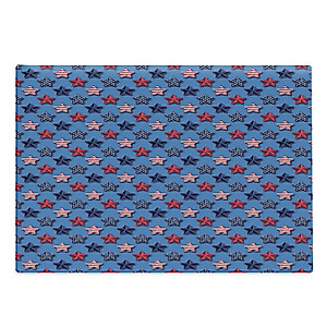 Ambesonne 4th of July Cutting Board, Stars with American Flag Pattern Stripes with Halftone Shadows, Decorative Tempered Glass Cutting and Serving Board, Large Size, Magenta Indigo Azure Blue