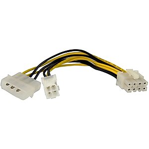 StarTech.com 6 Inch 4 Pin to 8 Pin EPS Power Adapter with LP4 - F/M - ATX to EPS Power Adapter (EPS48ADAP), Black