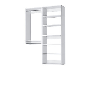 Closet Kit with Hanging Rods & Shelves - Corner Closet System - Closet Shelves - Closet Organizers and Storage Shelves (White, 60 inches Wide) Closet Shelving