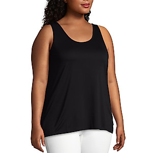 JUST MY SIZE womens Cooldri Performance Scoopneck Tank Top Shirt, Black, 1X US