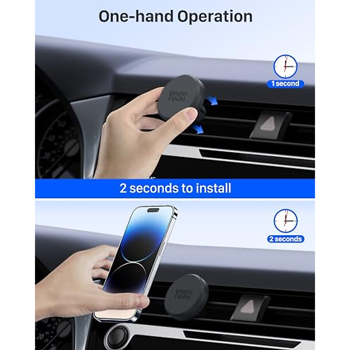 YOSH Magnetic Car Phone Mount Universal Phone Holder for Car Air Vent Cell Phone Car Cradle Compatible with iPhone 11 Pro Max XS XR X 8 7 6 Samsung S21 S20 S10 A71 Edge Note Pixel GPS etc