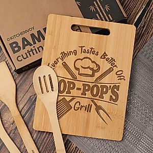 KITCHENVOY Grandpa Cutting Board - Gifts for Grandpa on Fathers Day - Pop Gifts for Grandpa from Grandkids - Grandpa Kitchen Gift for Christmas, Anniversary