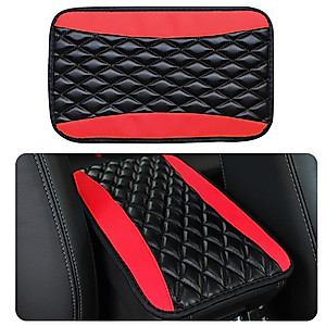 Pincuttee Pu Leather Console Armrest Cover 1PC, Car Center Console Pad Cover,Universal Armrest Box Mat,Waterproof Armrest Cover Center Console Pad(12.6"x7.5", Red)