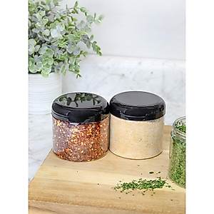 Cornucopia Brands 16oz Clear Plastic Jars w/Domed Lids (6 pack); BPA Free PET Stackable Straight Sided Canisters for Bathroom & Kitchen Storage