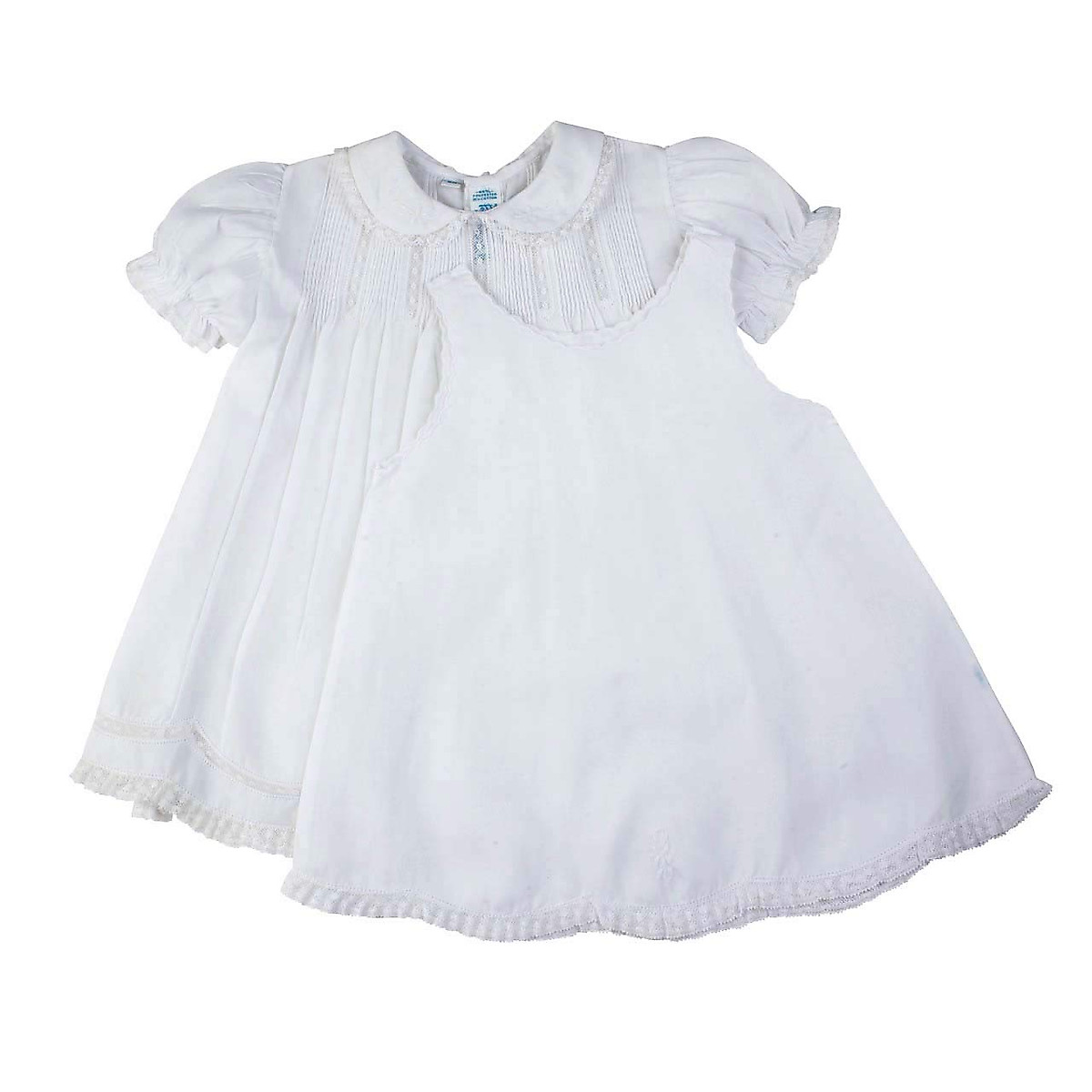 Feltman Brothers Baby Girls White Collared Lace Embroidered Slip Dress 3M