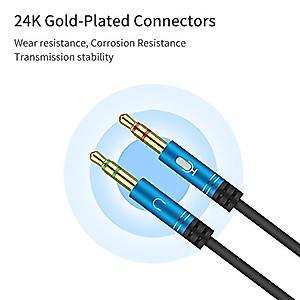 Canfon Headphone Splitter for Computer 3.5mm Female to 2 Dual 3.5mm Male Headphone Mic Audio Y Splitter Cable Smartphone Headset to PC Adapter(100CM, Black)