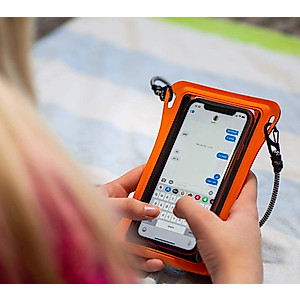 Stash7 Waterproof Phone Pouch w/Long Lanyard | IPX8 Adventure Grade Cellphone Dry Bag Case, Fits iPhone 15 Pro Max,14 Pro Max, 13 Pro Max, XS, XR, Galaxy S21, for Snorkeling, Kayaking, Cruise Orange