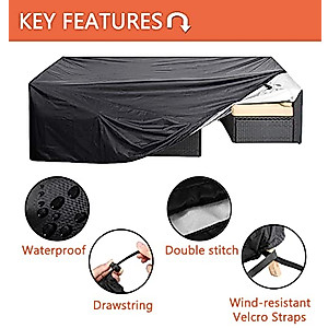 Oslimea Patio Furniture Cover Waterproof Outdoor Sectional Sofa Set Covers Heavy Duty Outdoor Rectangle Table and Chair Set Covers, Dust Proof Furniture Protective Cover Large 124" L x 63" W x 29" H