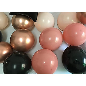Black Rose gold Balloons- Dusty Pastel Pink and Black Balloons 12inch for Birthday Graduation Wedding Bridal Shower Anniversary Party Decorations (Black + Retro Pink + Gold)