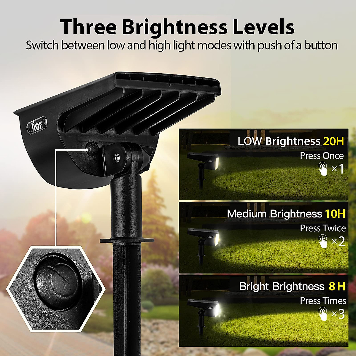 Jior Solar Landscape SpotLights Outdoor 32 LED IP65 Waterproof Solar Powered Wall Lights 2-in-1 Adjustable Lights for Garden Yard Driveway Walkway Pool Patio 4 Pack (Cold White)