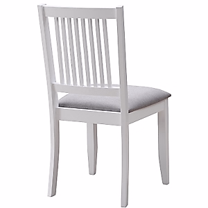 DUHOME Wooden Dining Chairs Set of 2, Farmhouse Kitchen Chairs with Backrest Dining Room Chairs Upholstered Seat Side Chairs for Living Room, White