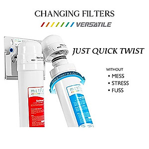 Metpure Versatile Under Sink Water Filter System | 2 Stage Quick Easy Change Twist Filtration System | Water Purifier for Clean Drinking Water & Simple Set Up | Removes Chlorine Bad Taste & Odor