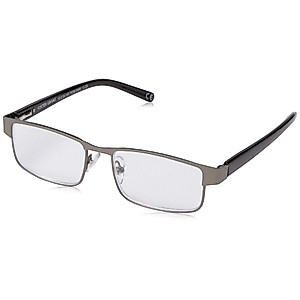 Foster Grant mens Leo Square Glasses Reading Glasses, Gunmetal/Transparent, 59 mm US